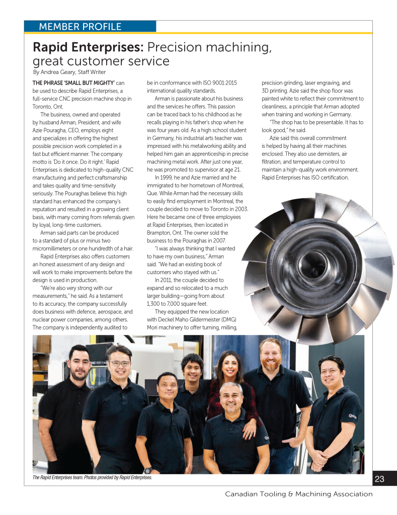 Our Moment In The Spotlight: Showcased In Prominent Canadian Tooling ...